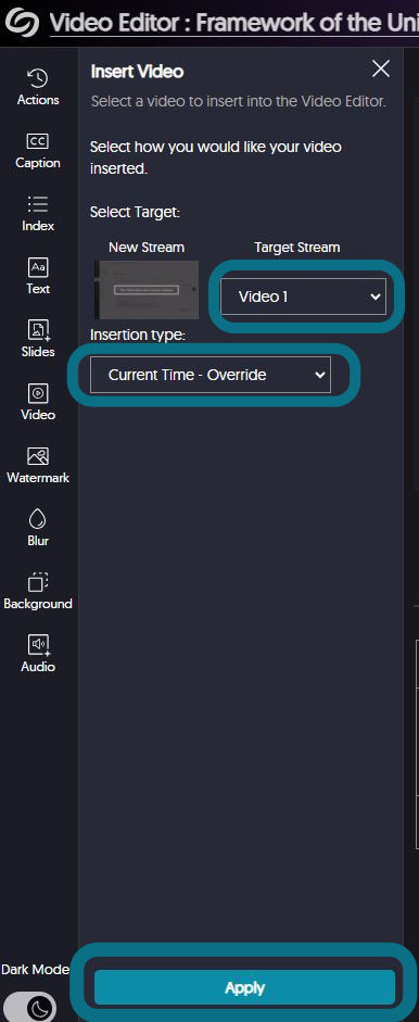 Inserting a Video Stream in the Video Editor – YuJa Help Center