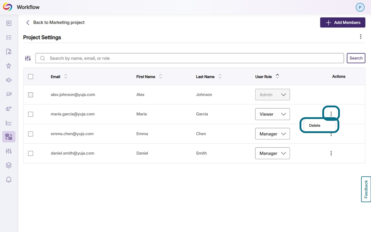 Managing Project Members In Workflow – YuJa Help Center