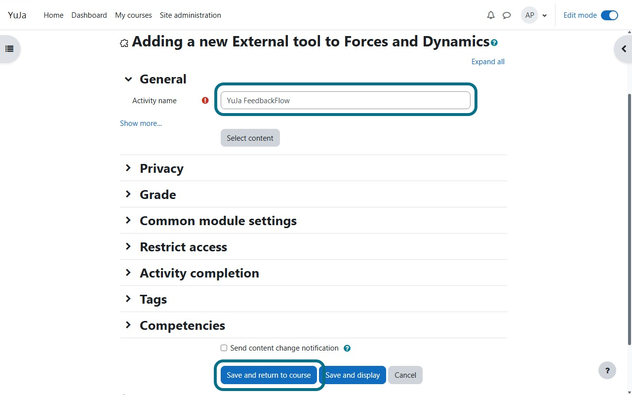 Integrating FeedbackFlow into Moodle using LTI 1.3 – YuJa Help Center