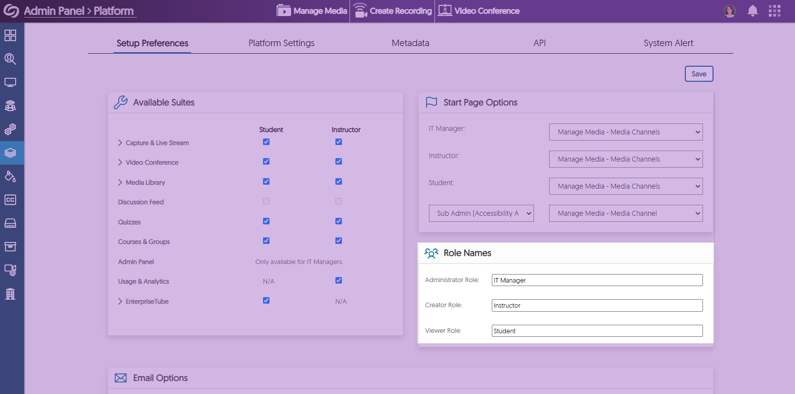 Managing the Admin Panel's Platform Tab – YuJa Help Center